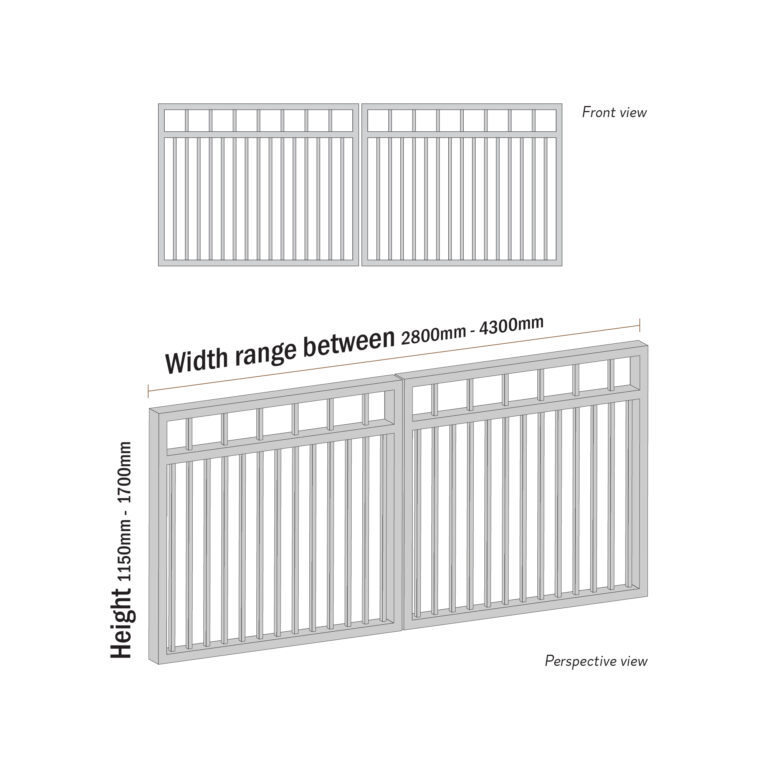 SWOF SWING Aluminum DOUBLE Gates WINDOW FLAT TOP Black - Metallic Getagate